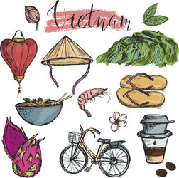 Set traditional vietnamese elements and symbols Vector Image