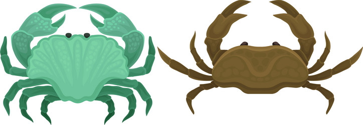 Different crabs as decapod crustaceans with claws Vector Image