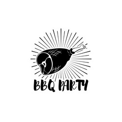 Bbq party banner grill badge isolated on white Vector Image