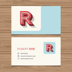 Business card template letter r Royalty Free Vector Image
