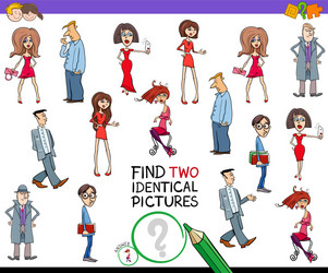 Find two same cartoon women characters Royalty Free Vector