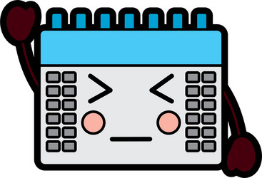 Calendar event cute cry kawaii cartoon Royalty Free Vector