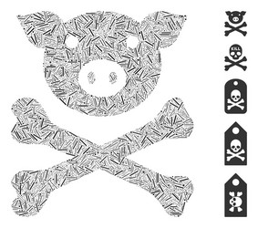 Pig death halftone icon Royalty Free Vector Image