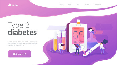 Diabetes mellitus landing page concept Royalty Free Vector
