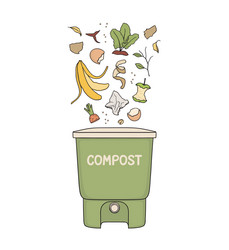 Leaf compost color line icon composting Royalty Free Vector
