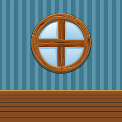 Cartoon wooden old window home interior Royalty Free Vector