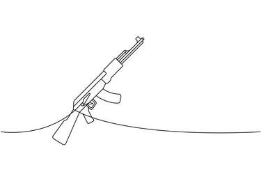 Assault rifle ak 47 one line continuous drawing Vector Image
