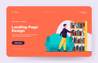 Happy man reading book in home library Royalty Free Vector