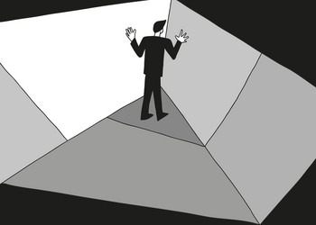 Man is sitting in corner Royalty Free Vector Image