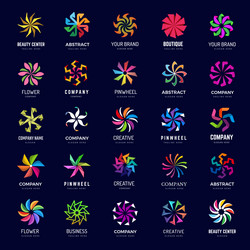 Colored pinwheel spinner stylized symbols Vector Image