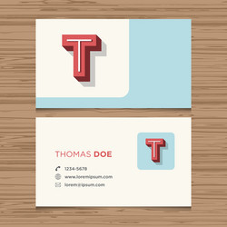 Business card with alphabet letter on a wood Vector Image