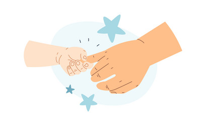 Child hold adult hand and ball Royalty Free Vector Image