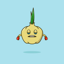 Onion fighter cute character emotion emoticon Vector Image