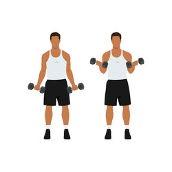 Man doing triceps presdown exercise flat Vector Image