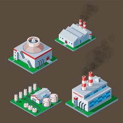 Isometric factory building icon industrial element