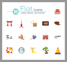 Japan travel icon set Royalty Free Vector Image