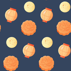 Seamless mid autumn festival pattern mooncake Vector Image