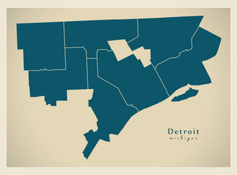 Detroit michigan city map with districts grey Vector Image