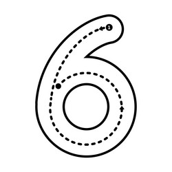 Tracing number 7 prewriting dotted line math Vector Image