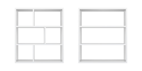 White empty bookcase template realistic isolated Vector Image