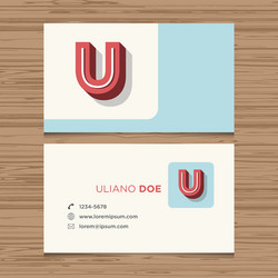 Business card letter u Royalty Free Vector Image