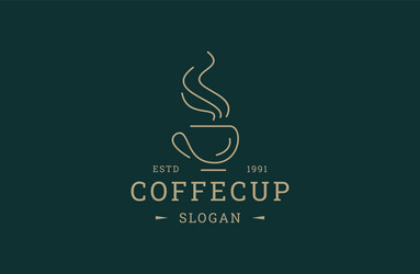 Dark coffee logo cup on black Royalty Free Vector Image