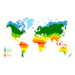 World climate zones map geographic Royalty Free Vector Image
