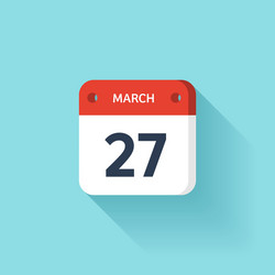 March 27 flat daily calendar icon date Royalty Free Vector
