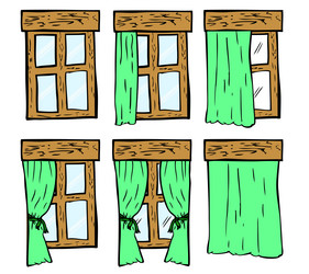 Simple hand draw sketch window and curtain set 6 Vector Image