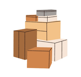 Pile or stack of cardboard carton boxes Royalty Free Vector