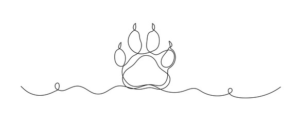 Paw print of dog or cat continuous one line Vector Image