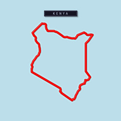 Kenya editable outline map Royalty Free Vector Image