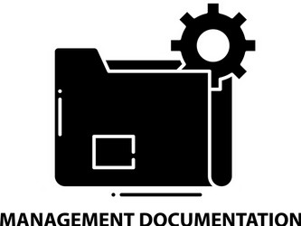 Document management icon black sign Royalty Free Vector