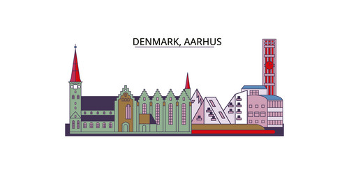 Denmark aarhus tourism landmarks city Royalty Free Vector