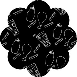 Frame with fast food pattern background Royalty Free Vector