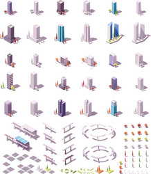Isometric road elements city map constructor Vector Image