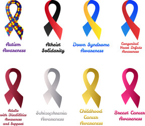 Different awareness ribbons realistic Royalty Free Vector