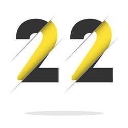 22 2 number logo design with a creative cut Vector Image