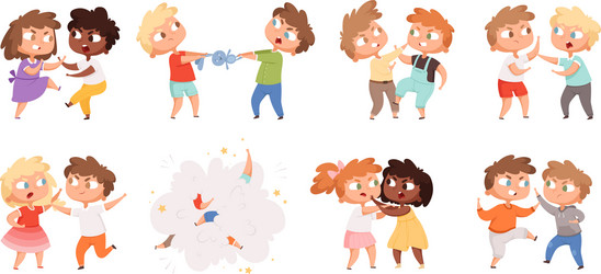 Two boys fighting bad behavior conflict between Vector Image