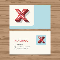 Business card with alphabet letter on a wood Vector Image