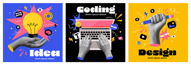 Collage poster design - creative art Royalty Free Vector