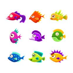Colorful cartoon fishes set Royalty Free Vector Image