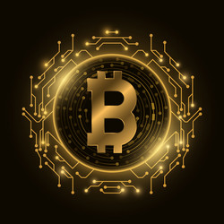 Futuristic golden bitcoin digital currency big Vector Image