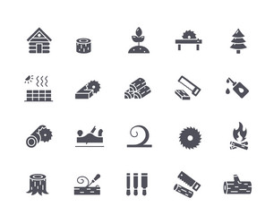 Logging icons outline set Royalty Free Vector Image