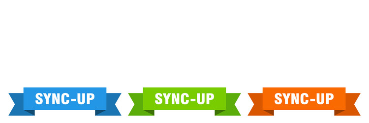 Sync-up ribbon paper band banner sign Royalty Free Vector