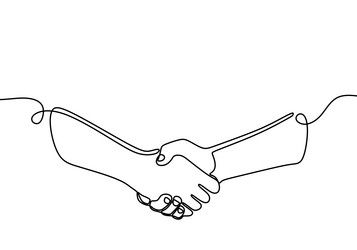 Continuous one line drawing of hand shake symbol Vector Image