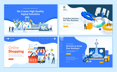 Set of flat design web page templates Royalty Free Vector