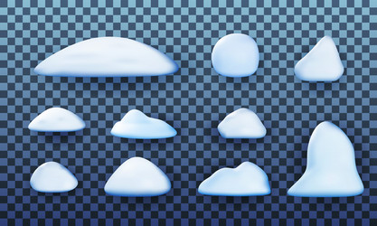 3d set of snow shapes isolated Royalty Free Vector Image