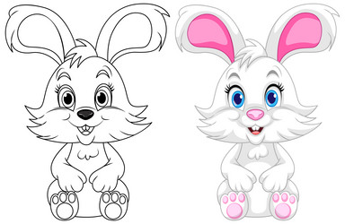 Coloring page outline of cute rabbit Royalty Free Vector