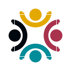 Group four people logo handshake Royalty Free Vector Image